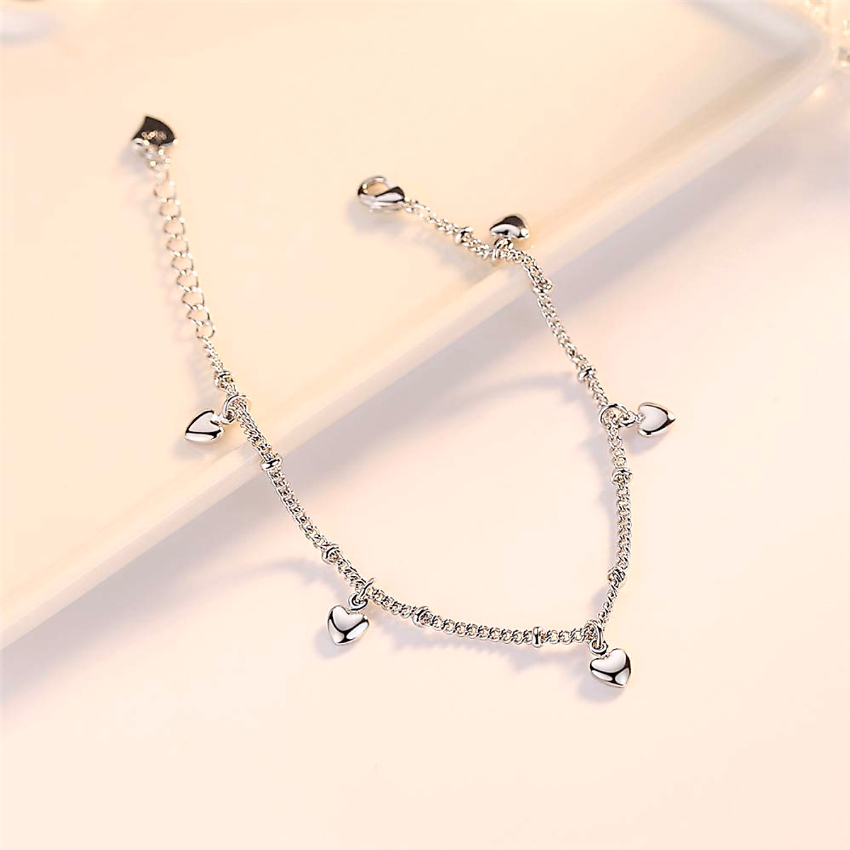 kelistom 925 Sterling Silver Bracelets for Women, Love Heart Charm Chain Bracelet Bangle Fashion Jewelry Gifts