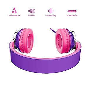 ELECDER i39 Headphones with Microphone Foldable Lightweight Adjustable On Ear Headsets with 3.5mm Jack for Cellphones Computer MP3/4 Kindle School Purple/Pink