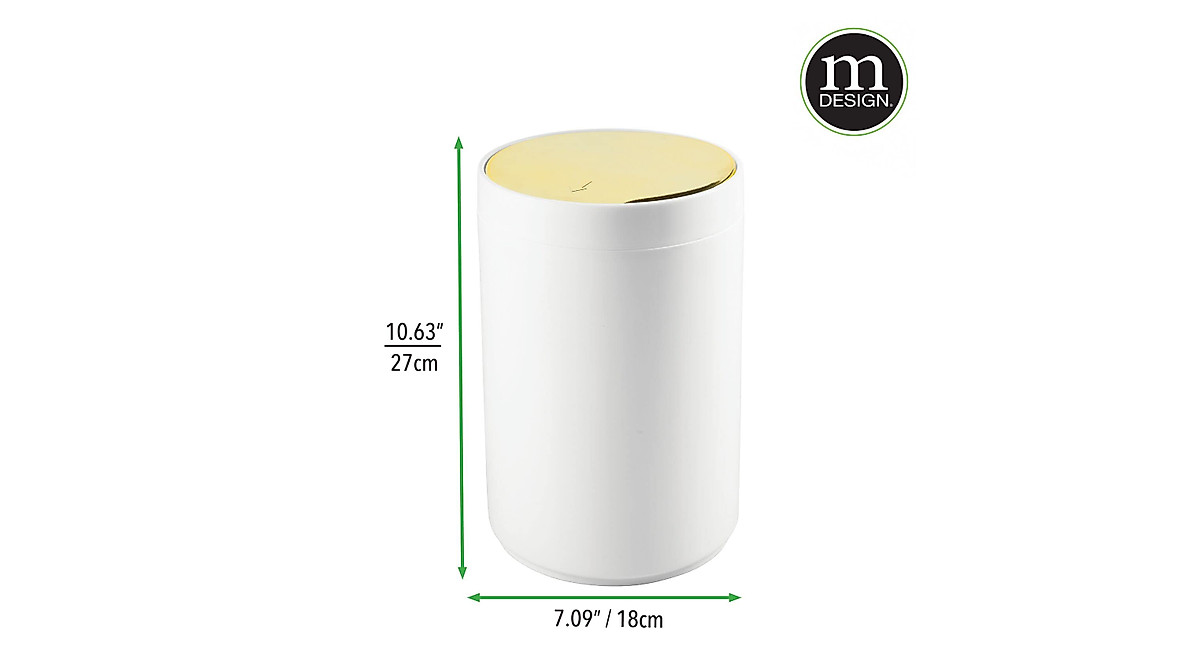 Compact mDesign Round Trash Can with Swing Lid