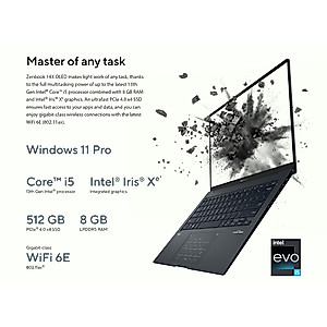ASUS Zenbook 14.5" 2.8K(2880 x 1800) 120Hz OLED Laptop | EVO 12-Core i5-13500H | 100% DCI-P3 Pantone | WiFi 6E | 2X Thunderbolt 4 | Widnows 11 Home | w/HDMI (8GB LPDDR5 RAM | 512GB PCIe SSD)