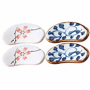 Luxshiny 4pcs Ceramic Chopstick Rest Paint Brush Holder Japanese Spoon Rest Kitchen Utensil Rest Chopstick Holder Ceramic Spoon Rest Tableware Rest Multifunction Ceramics Dishwasher