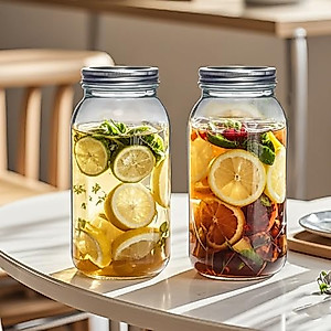 Ltzmcmy 64 oz Mason Jars Wide Mouth,3 Pack Large Half Gallon Mason Jar with Airtight Lids,Air Tight Glass Pickling Jars for Canning,Fermenting,Food Storage