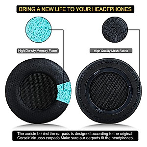 Upgraded Replacement Ear Pads Cushion for Corsair Virtuoso RGB Wireless SE XT Gaming Headset, Premium Fabric, Softer Memory Foam, Added Thickness (Fabric Black)