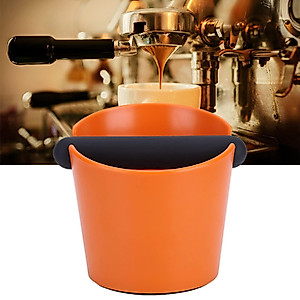 Coffee Knock Box Espresso Knock Box 4.4 Inch Shock-Absorbent Espresso Dump Bin Coffee Bin With Removable Knock Bar and Non-Slip Base Espresso Dump Bin Coffee Residue Bucket Coffee Bin(ORANGE)