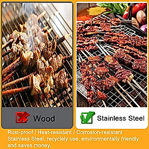 Kabob Skewers 20 PCS,Flat Metal Skewers for Grilling 15 inch Stainless Steel Grilling Skewers for Kabobs Shish Kabob Sticks Wide Reusable Grilling Skewers Set for Meat,Shrimp,Chicken,Sausage,Vegetable