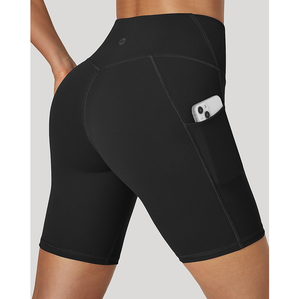 IUGA Biker Shorts Women Tummy Control 8" Workout Gym High Waisted Running Yoga Compression Spandex Shorts Women with Pockets Black