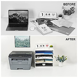 PAG Office Supplies Desk Organizer Wood File Mail Sorter with 3 Adjustable Drawer Boards,White