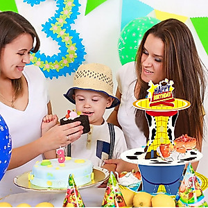 2 Set 3-Tier Story Cupcake Stand Cartoon Story Birthday Party Supplies Cartoon Cupcake Holder Cardboard Cupcake Dessert Tower Story Baby Shower Party Decorations Favors for Kids