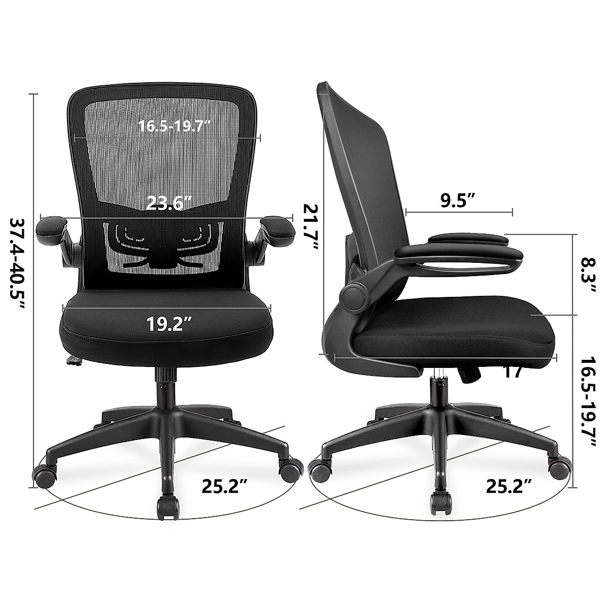 FelixKing Office Chair, Home Desk Chair with Lumbar Support Adjustable Height and Swivel Gaming Computer Chair with Flip up Armrests for Meeting Room (Black)
