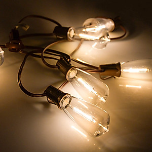 10 Pack LED Edison Light Bulbs, 0.6 Watt Shatterproof Dimmable Replacement Bulbs ST40 E17 Clear Plastic Light Bulbs for Outdoor Patio String Lights, E17/C9 Intermediate Screw Base Bulb, Warm White