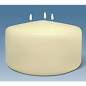 HYOOLA Ivory Three Wick Large Candle - 6 x 3 Inch - Unscented Big Pillar Candles - 62 Hour - European Made