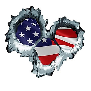Three (3) American Flag Bullet Holes Sticker 3D | Hard Hat Stickers - USA Welder Electrician Scaffolder Welding Union Stickers