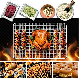 HILELIFE Cooling Rack, Oven Safe, 15 x 10 inches Baking Rack for Oven Cooking, Stainless Steel Wire Rack for Baking