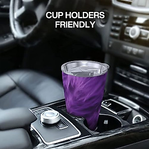 EKPRAVDKTF Purple 20oz Insulated Stainless Steel Tumbler With Lids And Straws, Double Wall Vacuum Travel Coffee Mug, Thermal Cup For Cold & Hot Drinks, Reusable Metal Straw & Brush