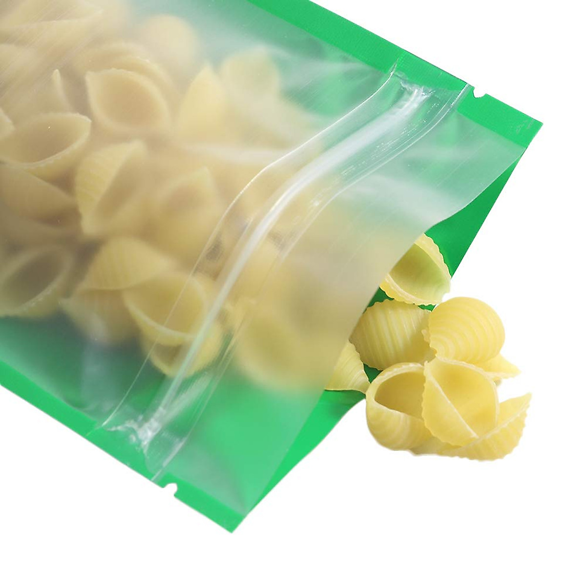 QQ Studio Pack of 100 Translucent Front Matte Green Poly Plastic Zip Seal Bags (0.8oz (3" x 5"), Green Stand-Up Pouch | 300 Bags)