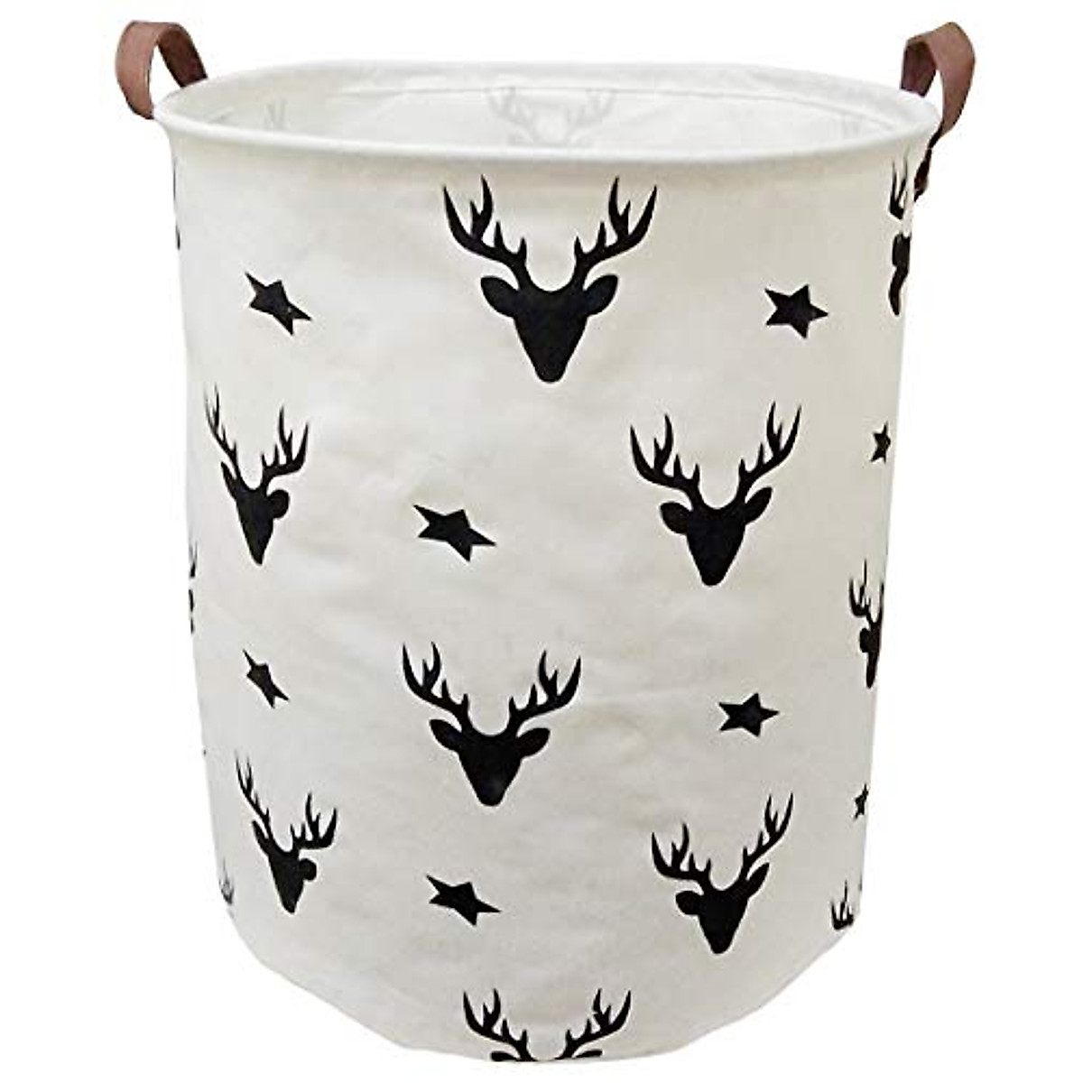 BOOHIT Cotton Fabric Storage Bin,Collapsible Laundry Basket-Waterproof Large Storage Baskets,Toy Organizer,Home Decor (Deer Head)