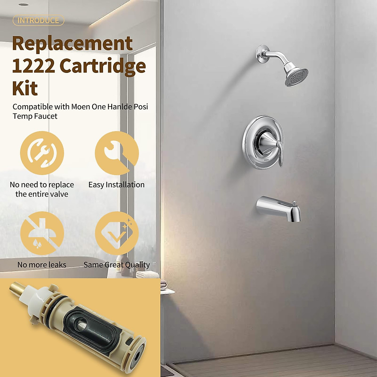 1222B Shower Cartridge 104421 Cartridge Puller Removal Tool Kit Compatible with Moen Posi Temp For 1222B Single Handle Shower Bathtub Faucet Replacement ﻿ ﻿ ﻿ ﻿ ﻿ ﻿