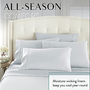 Danjor Linens King Size Sheets Set - 6 Piece Set Including 4 Pillowcases - Deep Pockets - Breathable, Soft Bed Sheets - Wrinkle Free - Machine Washable - Ice Blue King Bed Sheets - 6 pc