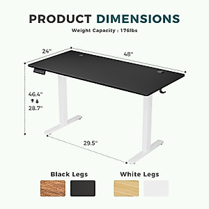 SMUG Standing Desk, 48x24 Inch Ergonomic Adjustable Height Electric Sit Stand Up Down Computer Table with Whole-Piece Desktop Board, Computer Workstation for Home Office, White(2 Packages)