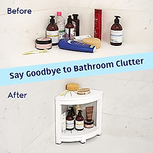 ROHKEX No-Maintenance Corner Shower Stool for Shaving Legs - Heavy-Duty Waterproof Bathroom Bench with Rubber Feet, Storage Shelf - Sustainable & Versatile for Indoor & Outdoor Use