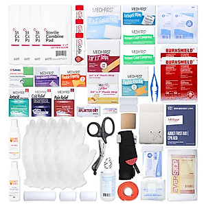 MFASCO 2021 ANSI/OSHA Compliant First Aid Kit - Large, Commercial 3-Shelf Metal Cabinet for Businesses, Wall Mountable - with Medications - ANSI Standard 2021 First Aid Kits, Class B Fill