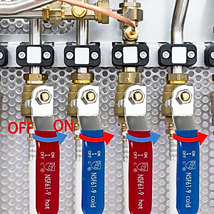 Hourleey 2 Pieces 1/2 Inch Pex Brass Full Port Shut Off Ball Valve HOT AND COLD, Quarter Turn HOT (RED) COLD (BLUE) of Brass Water Stop Shutt off, 1 Piece each