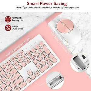 Wireless Keyboard and Mouse Combo with 7 Colored Backlits, Wrist Rest, Rechargeable Ergonomic Keyboard with Phone Holder, Silent Lighted Full Size Combo for Window, Mac, PC, Laptop-Trueque (Pink)