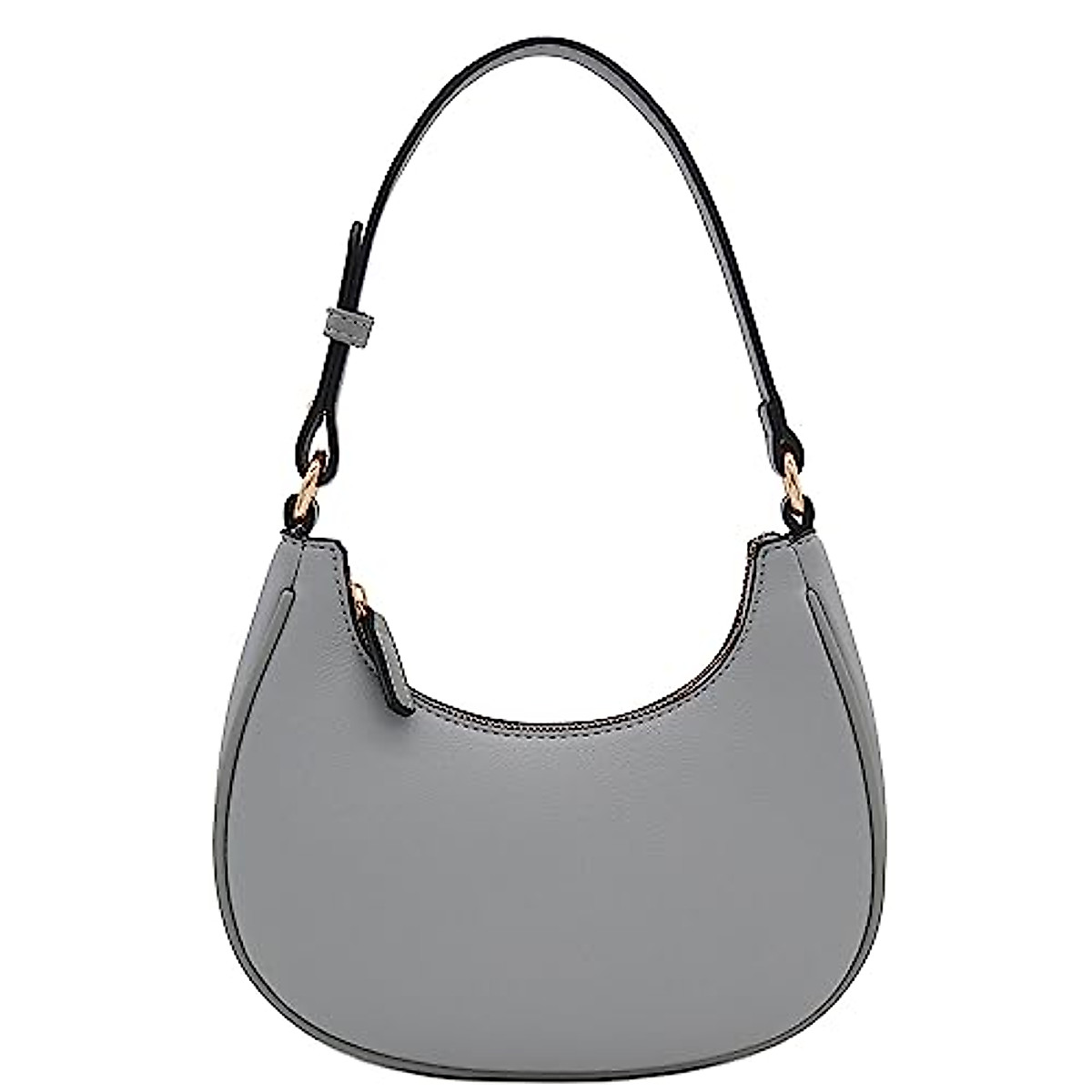 FashionPuzzle Small Crescent Shoulder Bag Underarm Purse (Light Grey)