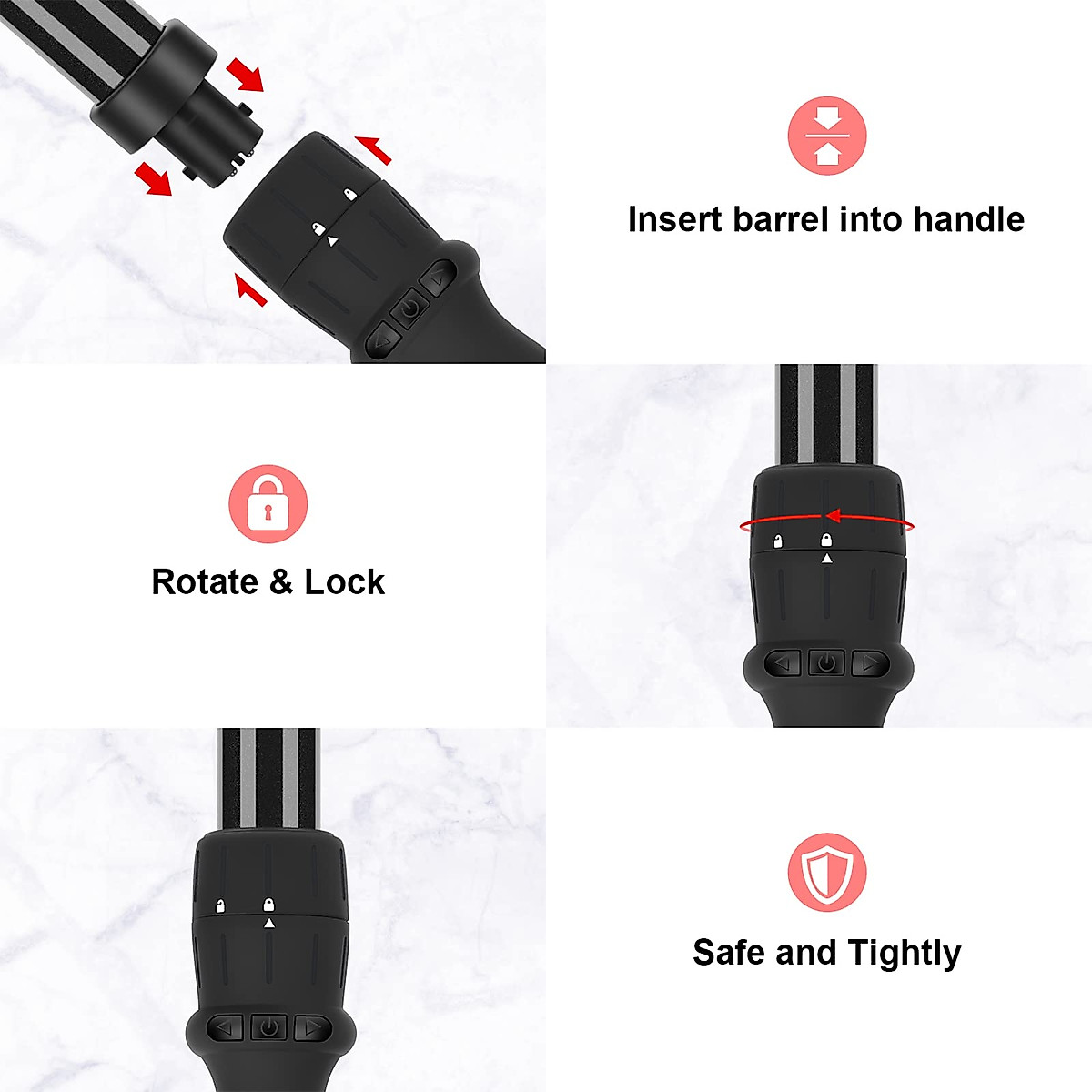 PARWIN PRO BEAUTY Curling Iron Set 7 in 1 Interchangeable Barrels Dual Voltage Hair Curler LCD Display Tourmaline Ceramic Curling Iron with Heat Resistant Glove, Black 7 Sizes - Standard