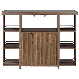 Stonecroft Furniture Modern Home Bar with Wine Storage in Walnut