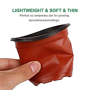 GROWNEER 120 Packs 4 Inches Plastic Plant Nursery Pots with 15 Pcs Plant Labels, Seed Starting Pot Flower Plant Container for Succulents, Seedlings, Cuttings, Transplanting