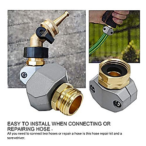 Zreneyfex Garden Hose Repair Fitting, Aluminum Water Hose Ends Male and Female Hose Connector with Zinc Clamp Fits All 5/8" and 3/4" Garden Hose