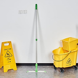 Restaurantware-Clean Tek Professional 15.7 Inch Flat Mop Plate Frame, 1 Quick Connect Mop Frame for Wet Or Dry Mop Pads - Mop Pads Sold Separately, Durable, Green Aluminum Cleaning Mop Pad Frame