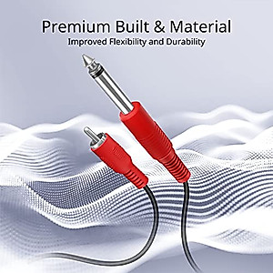 TNP Premium Dual 1/4 Inch to Dual RCA Audio Cable (3FT) - Male 6.35mm 1/4" Phono Mono to RCA Connector Wire Cord Plug Jack