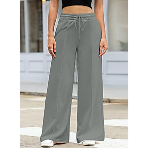 Aleumdr Oversized Relaxed Jogger Pants Casual Baggy Sweatpants High Waisted Drawstring Wide Leg Pants with Pockets Gray Dark Medium