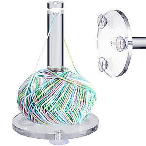 DoubleFill Acrylic Yarn Holder for Crocheting Knitting Frame Portable Yarn Spinner with Hole Thread Yarn Stand Organizer Tool Embroidery Craft Sewing Supply for Granny Present Craft Lover