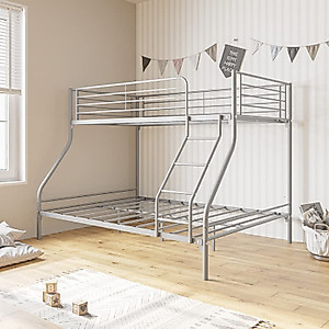 Twin Over Full Metal Bunk Bed, Heavy Duty Bunk Beds for Bedroom, Metal Bed Frame with Ladders and Guard Rails, for Students Staff Dormitory
