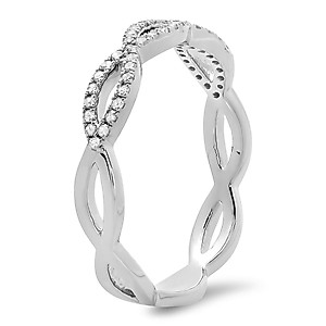 Dazzlingrock Collection 0.25 Carat (Cttw) 925 Sterling Silver Round Diamond Women Infinity Swirl Wedding Band 1/4 CT, Size 6.5