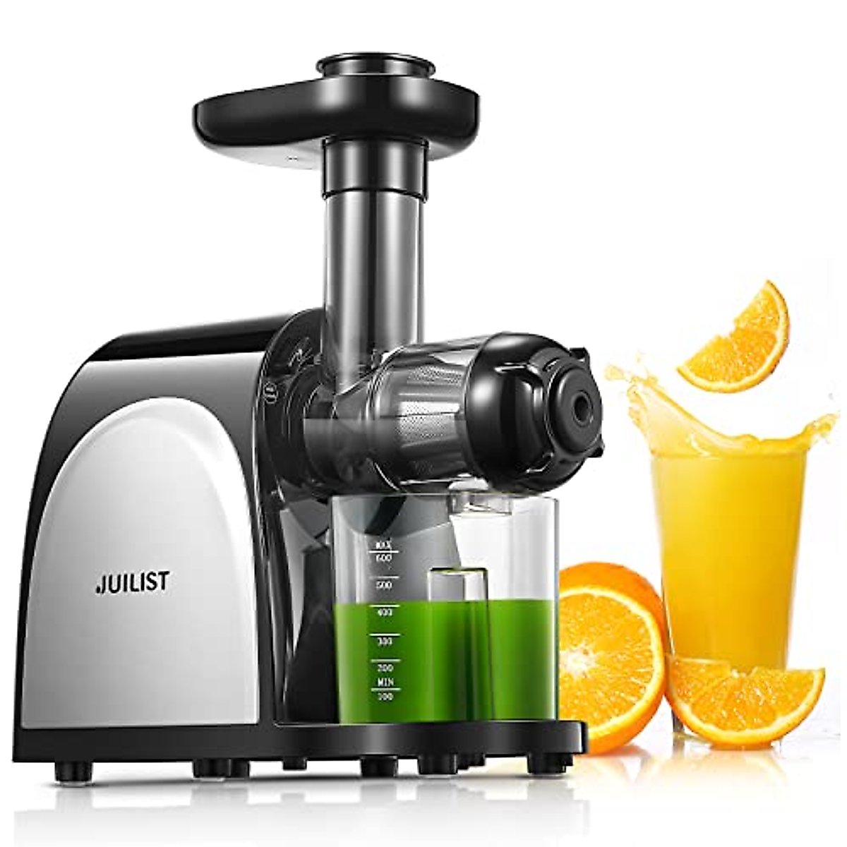 Masticating Juicer Machines, Juilist Cold Press Juicer Extractor with Quiet Motor & Reverse Function for Vegetables and Fruits, Slow Juicer Machine Easy to Clean with Brush, Recipe Included