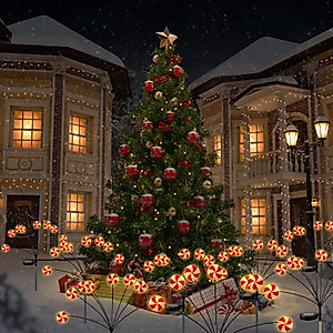 VIHOSE 4 Pack Christmas Solar Outdoor Lights Waterproof Swaying Light LED Firefly Solar Pathway Lights Solar Lights Outdoor with Stake for Garden Yard Patio Xmas Halloween Decorations (Candy Cane)