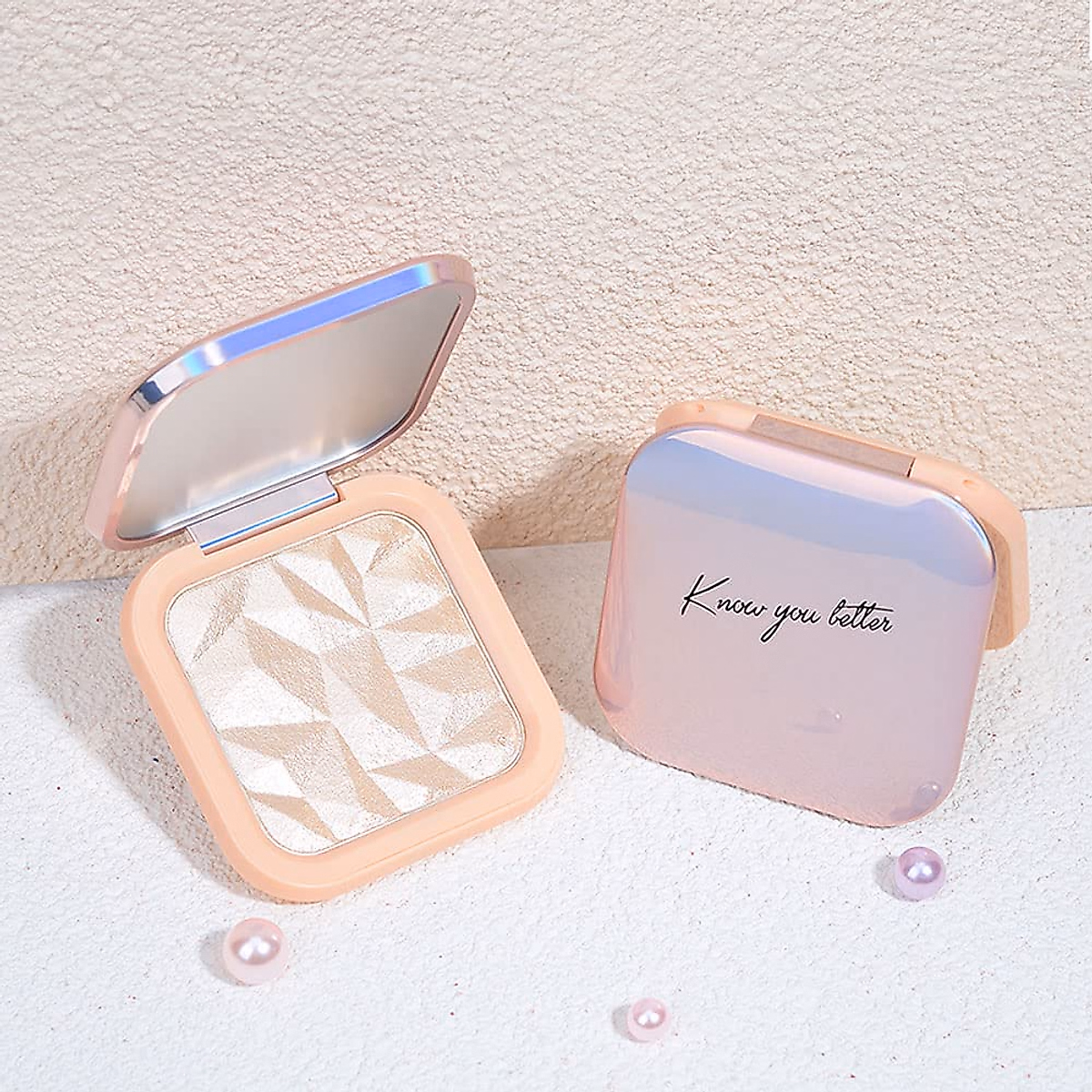 CHPBOLLY Highlighter Makeup Palette Face Highlighter Palette Shiny Contour Highlight Makeup Illuminator Highlighter Concealer Palette with brush Glow Illuminator for Face & Body Women Cosmetics (gold set)