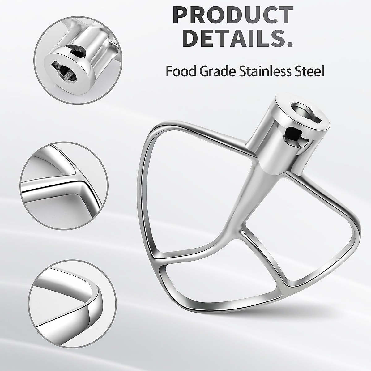 Stainless Steel Flex Edge Beater for KitchenAid Mixer, Fits Tilt-Head Stand Mixer Bowls For 4.5-5 Quart Bowls, Kitchenaid Paddle Attachment by ABTER