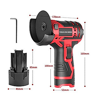 Boyuan Cordless Angle Grinder, Mini Brushless Metal Cutter 12000 RPM, with 2.0Ah Lithium-Ion Battery & Fast Charger, 2 Grinding Wheels, 1 Cutting Wheel, for Grind,Cut,2pcs Battery