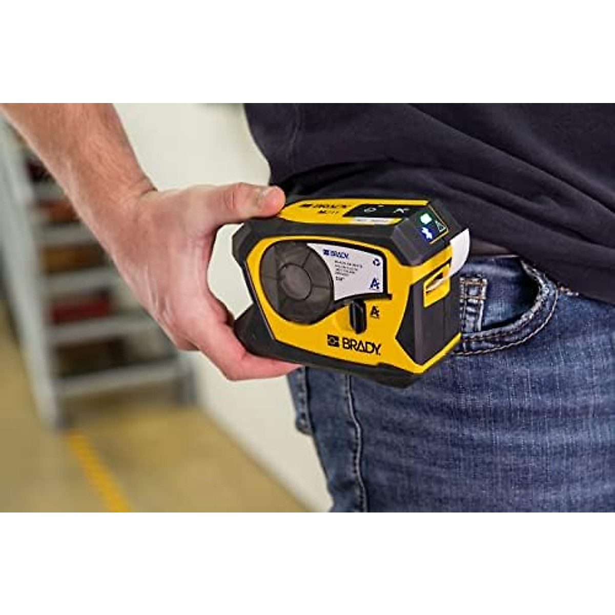 Brady M211 Portable Bluetooth Label Printer - Design. Preview. Print. All from Your Phone. Yellow/Black 4 in H x 5.4 in W x 2.6 in D