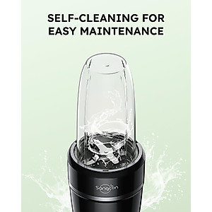 Sangcon 1000W Blender for Smoothies, Blender for Kitchen Smoothie Blender with (3) Cups (2) Spout-Lids (1) Storage-Lid (1) To-Go-Lid, Portable Personal Blender for Shakes Ice Crush Frozen Drink Spices