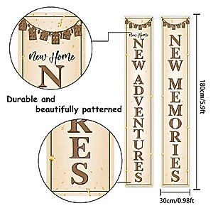 New Home New Adventures New Memories Porch Sign Door Banner Decor Brown – New House Housewarming Party Theme Decorations for Men Women Supplies