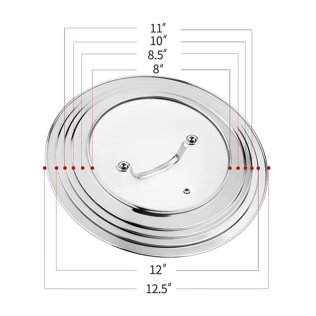 Morikavo Stainless Steel Universal Lid for Pots, Pans and Skillets-Fits 7" to 12" Replacement Frying Pan Cover and Cast Iron Skillet Lid
