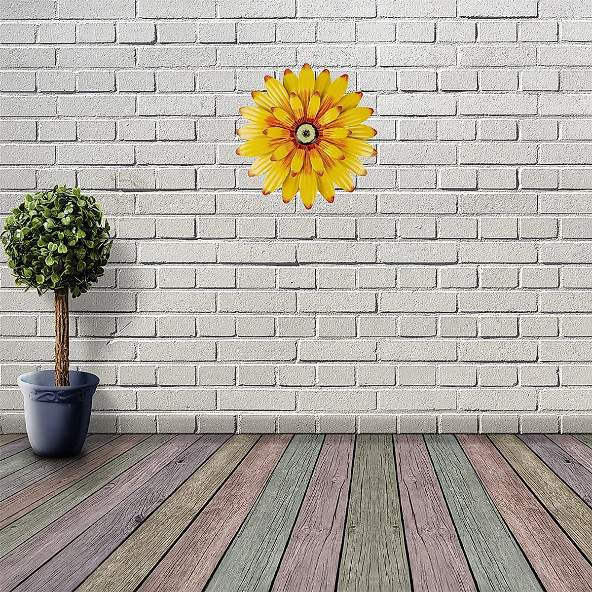 Dotlite Metal Sunflower Wall Art, 12 Inch Large Inspirational Wall Décor Metal Flower Hanging for Indoor Outdoor Home Bedroom Living Room Patio Garden Office, Yellow