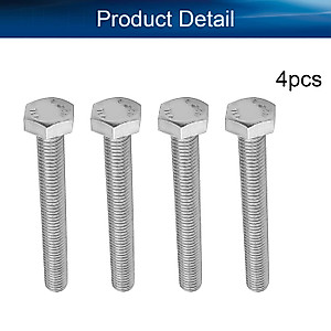 Yinpecly M10 Hex Bolt M10-1.5 x 80mm UNC Hex Head Screw Bolts 304 Stainless Steel Fully Threaded Hex Tap Bolts 4pcs