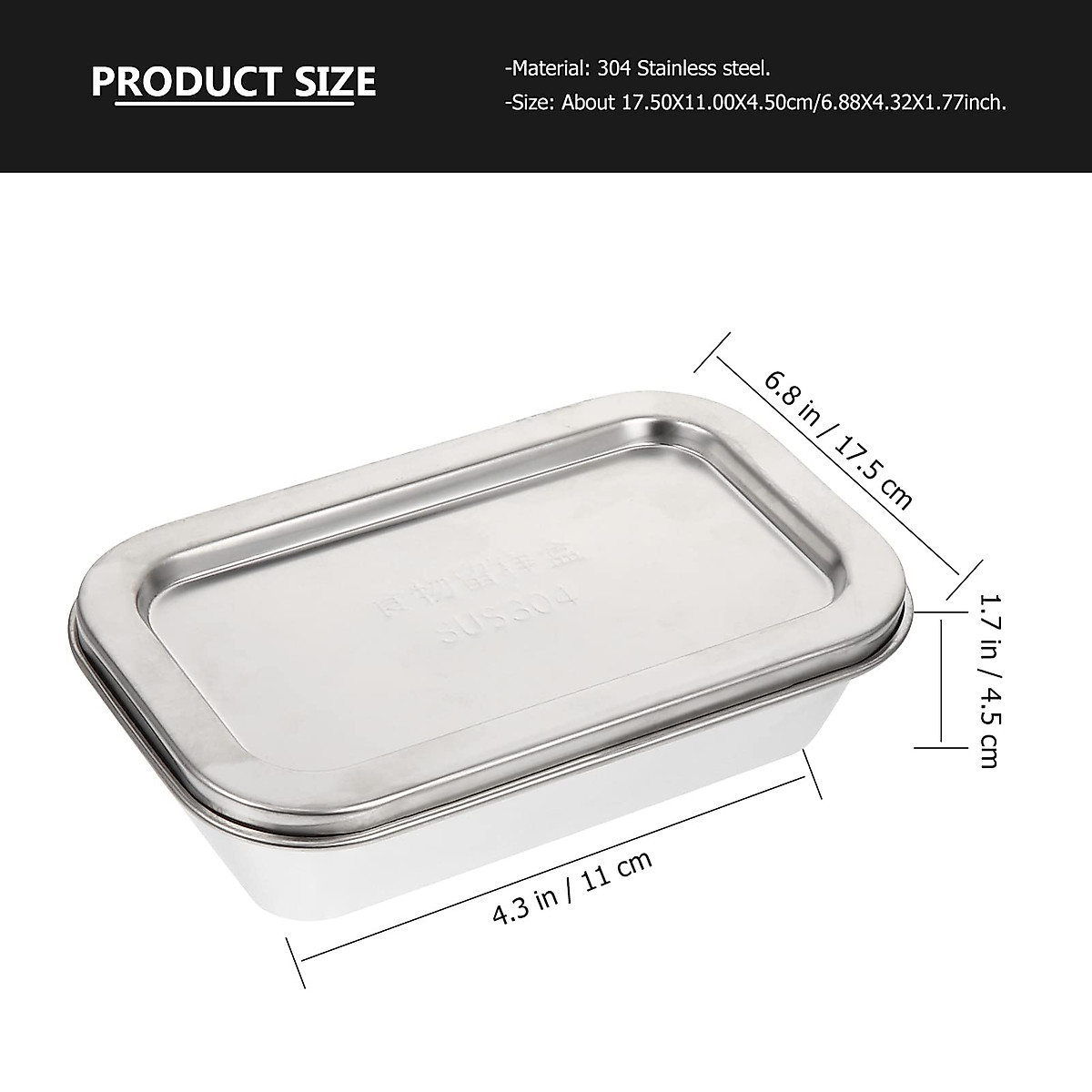 Cabilock 1pc Box Stainless Steel Storage Box Container for Food Holder Silver Serving Tray Vegetable Refrigerator Organizer Utensil Case Lid Butter 304 Stainless Steel Sealing Cap